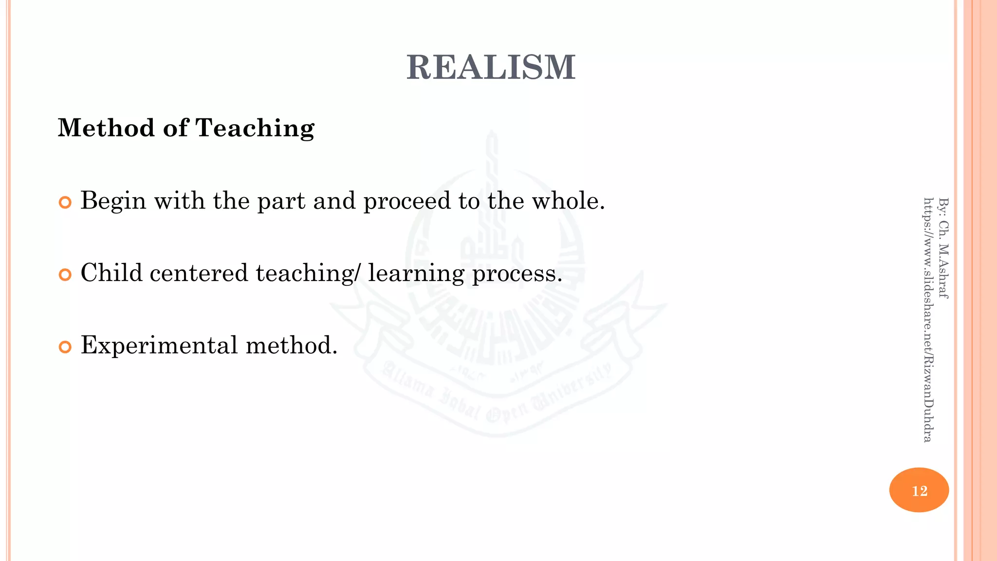 REALISM in Philosophy of Education | PDF