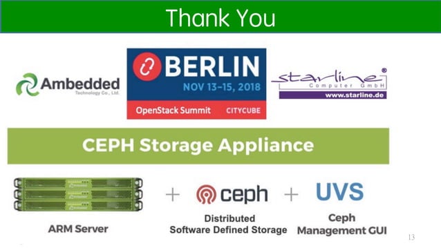 CEPH DAY BERLIN - 5 REASONS TO USE ARM-BASED MICRO-SERVER ARCHITECTURE FOR CEPH CLUSTER | PPT