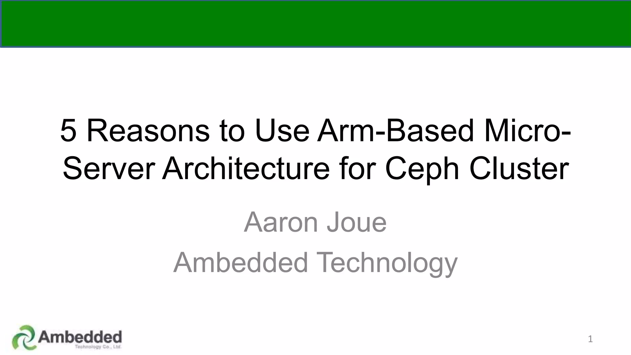 5 Reasons to Use Arm-Based Micro Server Architecture for Ceph Cluster ...