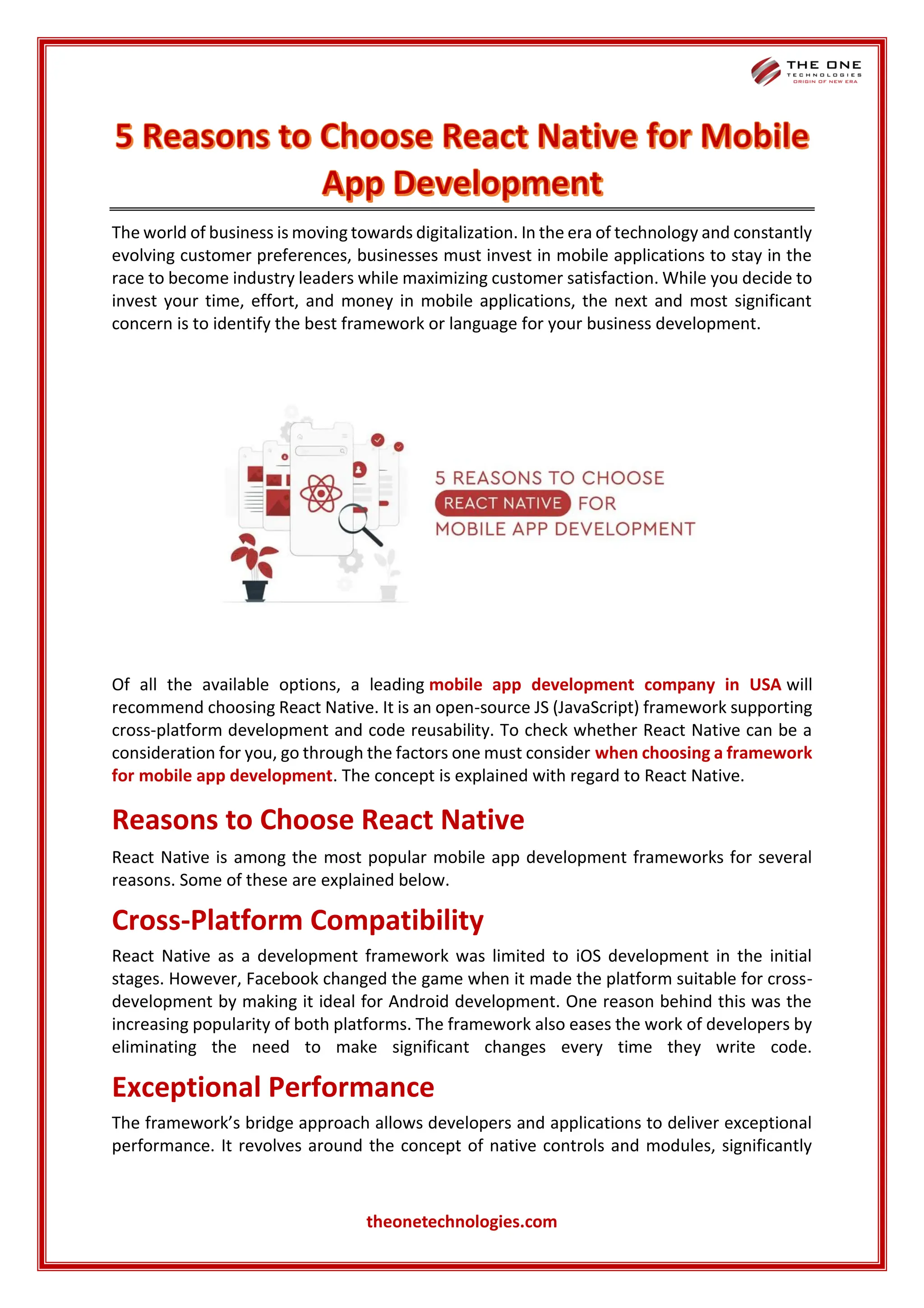 5 Reasons To Choose React Native For Mobile App Developmentpdf