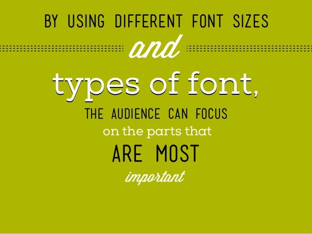 by using different font sizes