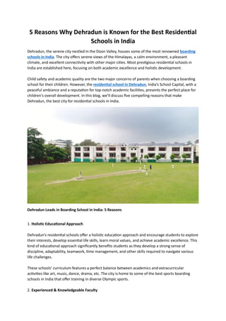 5 Reasons Why Dehradun is Known for the Best Residential Schools in ...