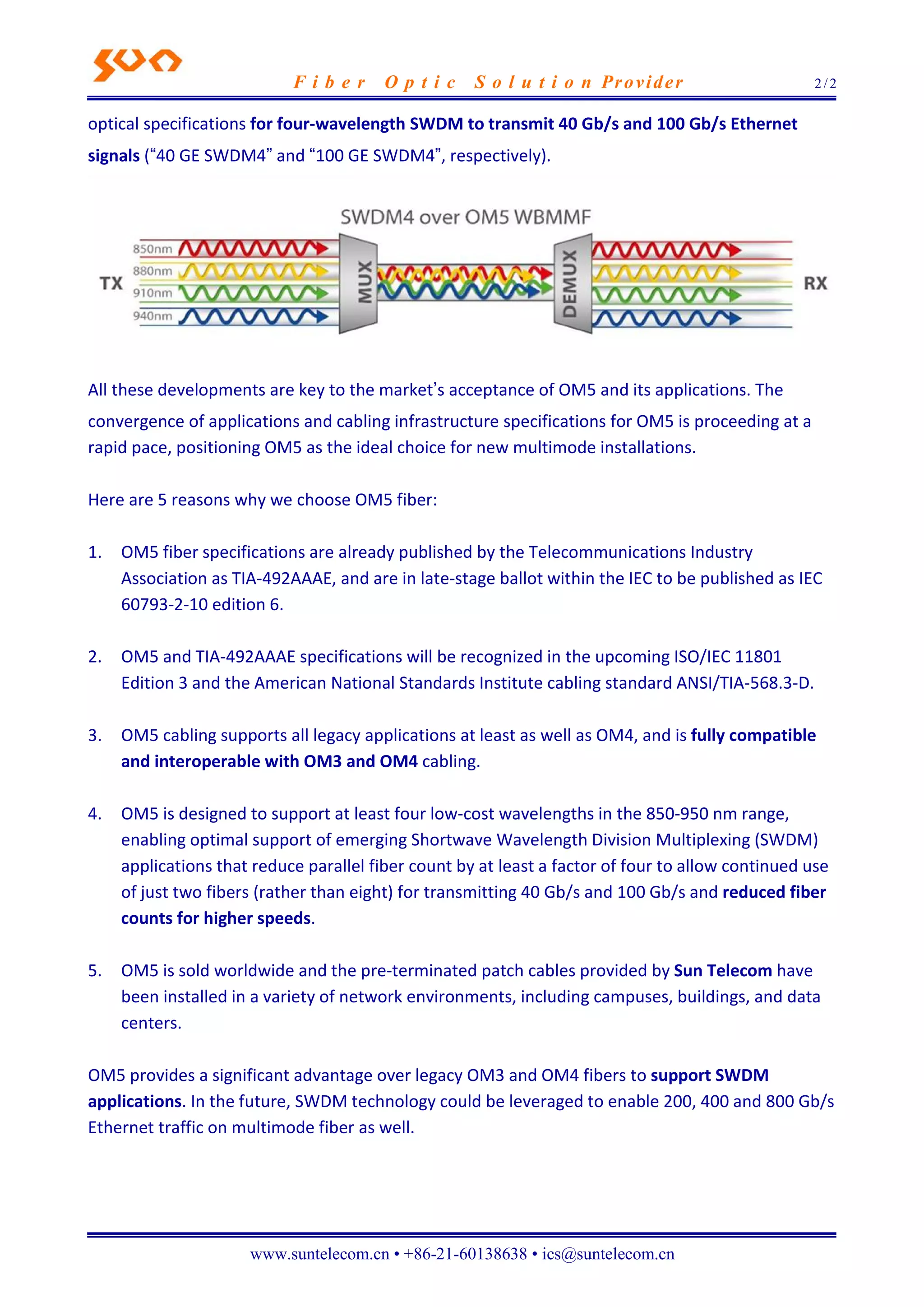 5 reasons why we choose om5 fiber | PDF
