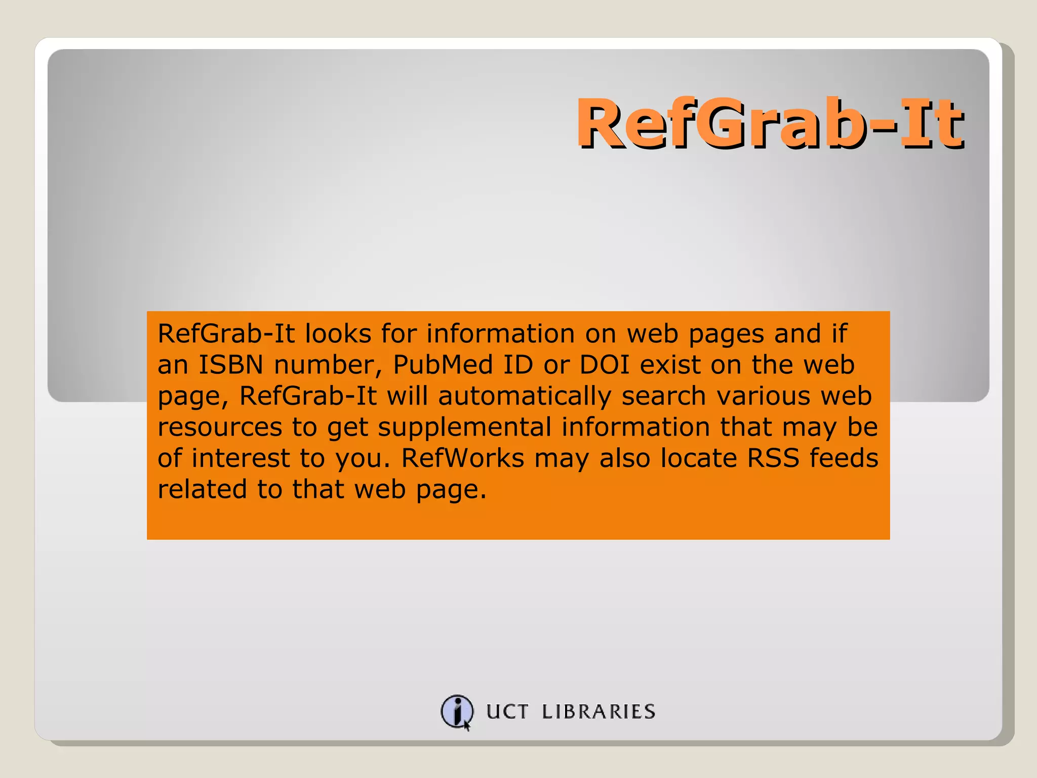 RefWorks RefGrab-It | PPT