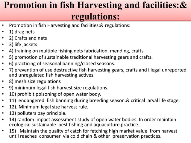 Removal of aquatic weeds, eradication of predatory, weed fishes from ...