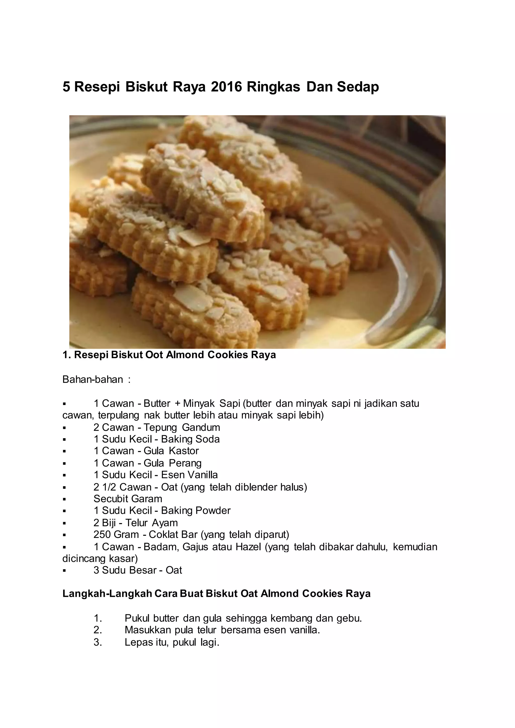 5 resepi biskut raya 2016 ringkas dan sedap | PDF