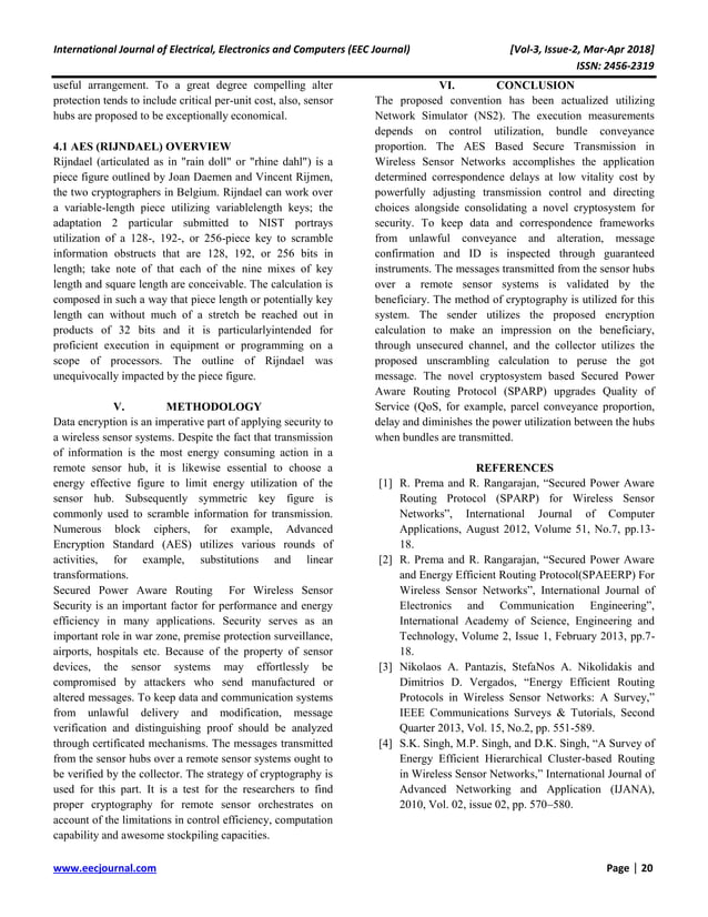 Review On Aes Algorithm Based Secure Data Transmission For Wireless Sensor Network Pdf