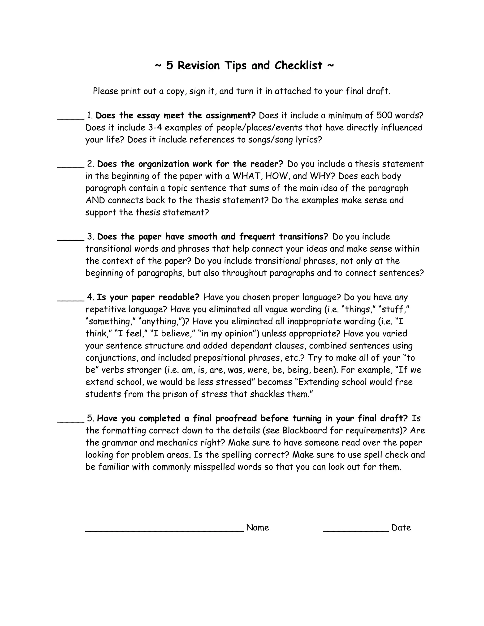 5 revision tips and checklist | PDF