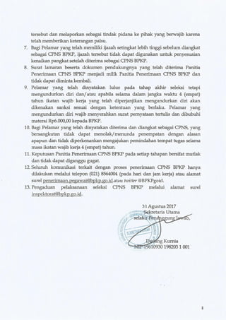Pengumuman Seleksi CPNS (Badan Pengawasan Keuangan dan Pembangunan ...