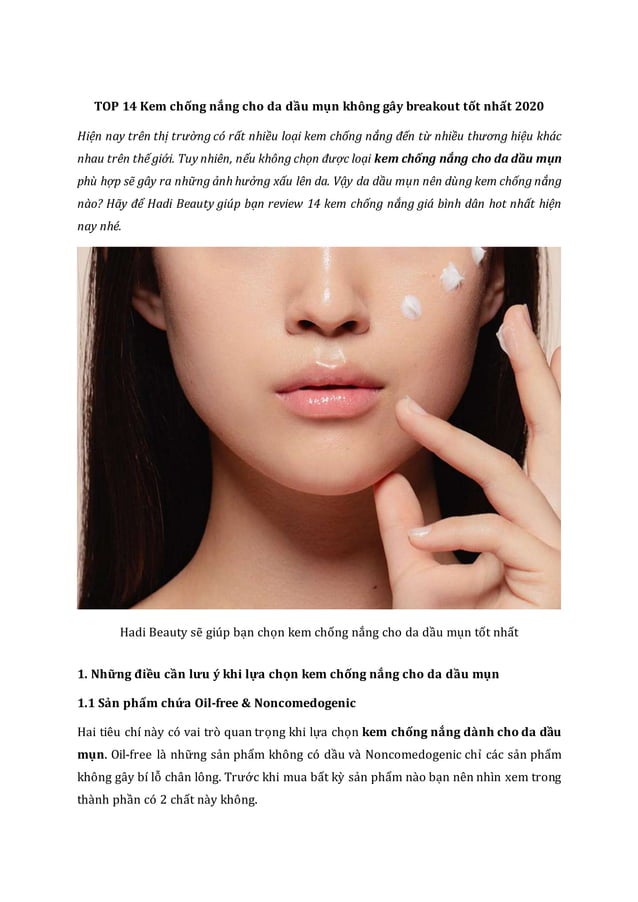 Kem chống nắng cho da dầu mụn | PDF