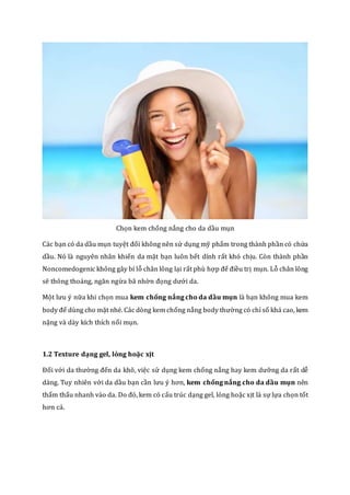 Kem chống nắng cho da dầu mụn | DOCX