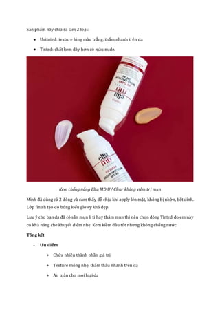 Kem chống nắng cho da dầu mụn | DOCX