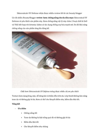 Kem chống nắng cho da dầu mụn | DOCX