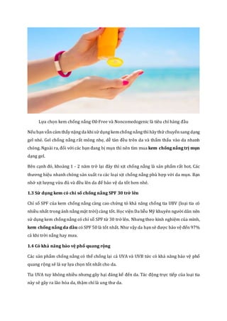 Kem chống nắng cho da dầu mụn | DOCX