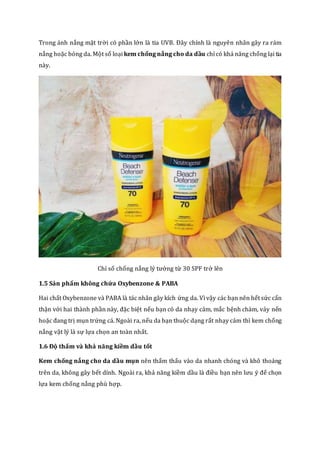 Kem chống nắng cho da dầu mụn | DOCX