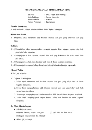 5 rpp bahasa indonesia k2006 | PDF