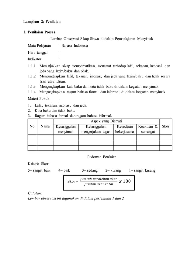 5 rpp bahasa indonesia k2006 | PDF