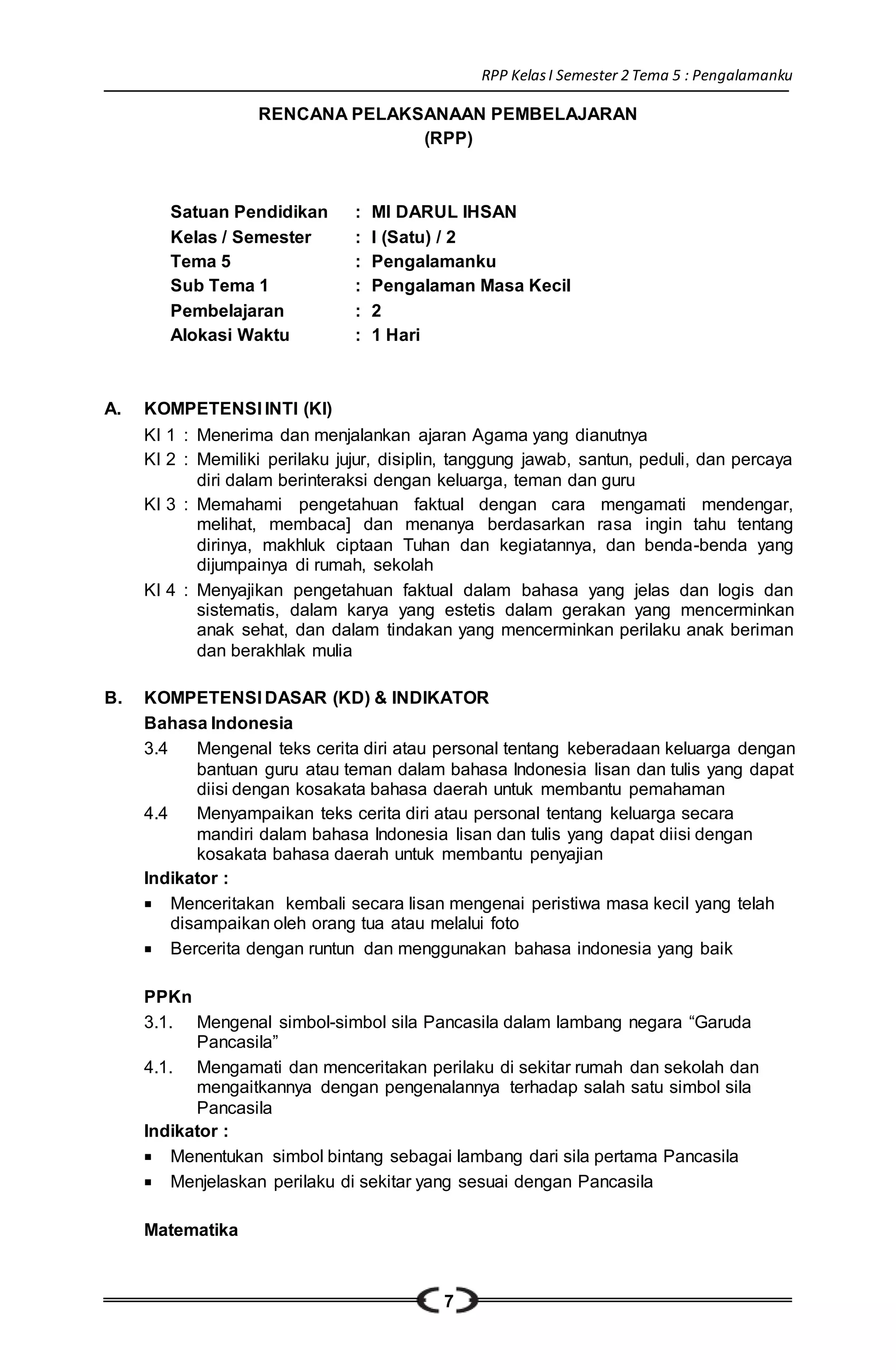 5 rpp sd_kelas_1_semester_2_-_pengalama | DOCX