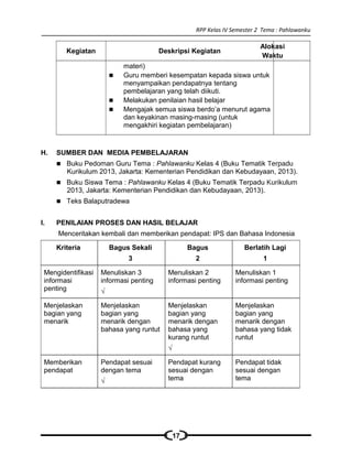 [5] rpp sd kelas 4 semester 2 pahlawanku | DOC