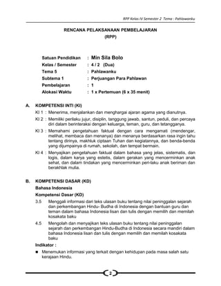 [5] rpp sd kelas 4 semester 2 pahlawanku | DOC