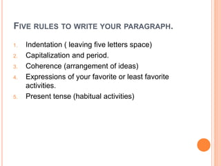 5 rules for writing paragraph | PPTX