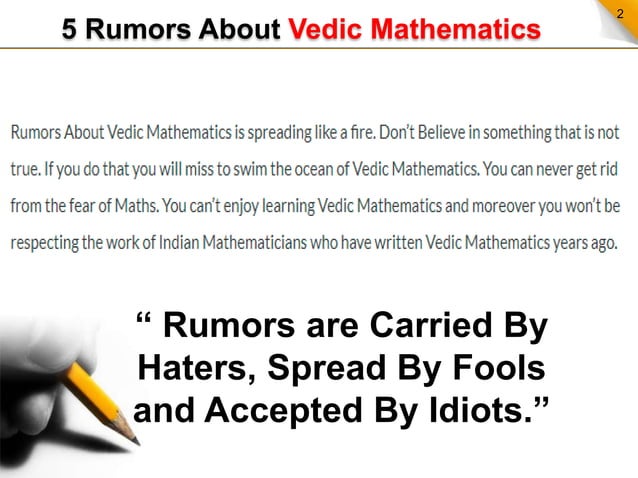5 rumors about vedic mathematics | PPT | Hinduism | Religion & Spirituality