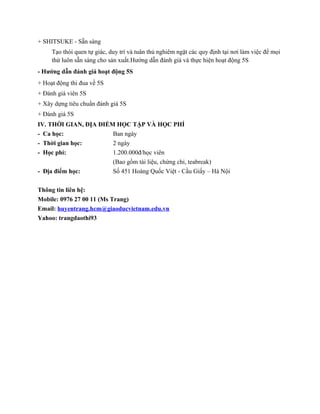 Khóa đào tạo và cấp chứng chỉ 5S | PDF