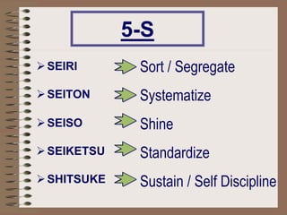 5S - House keeping (Seiri, Seiton, Seiso, Seiketsu, Shitsuke) | PPT