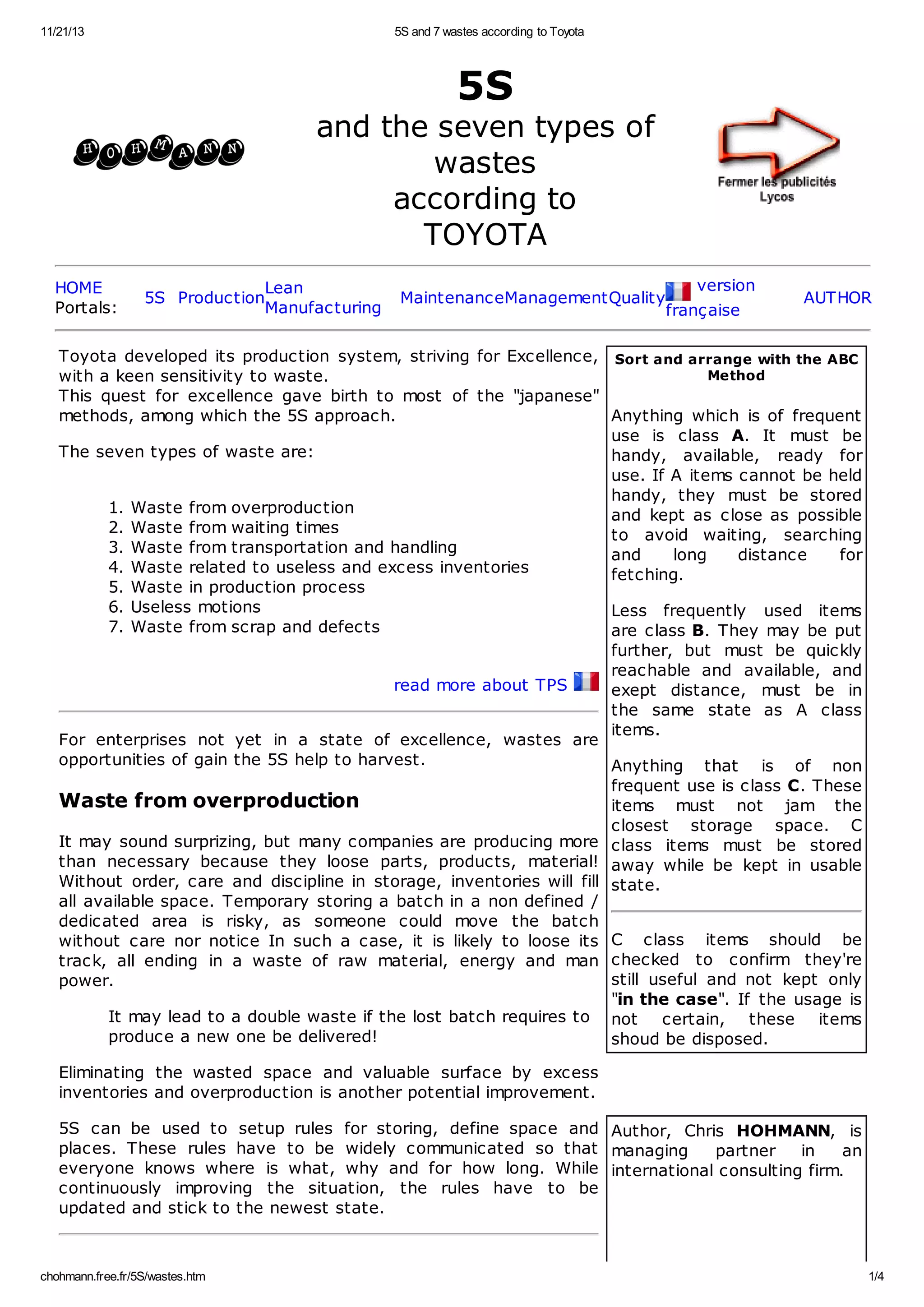 5 s and 7 wastes according to toyota | PDF