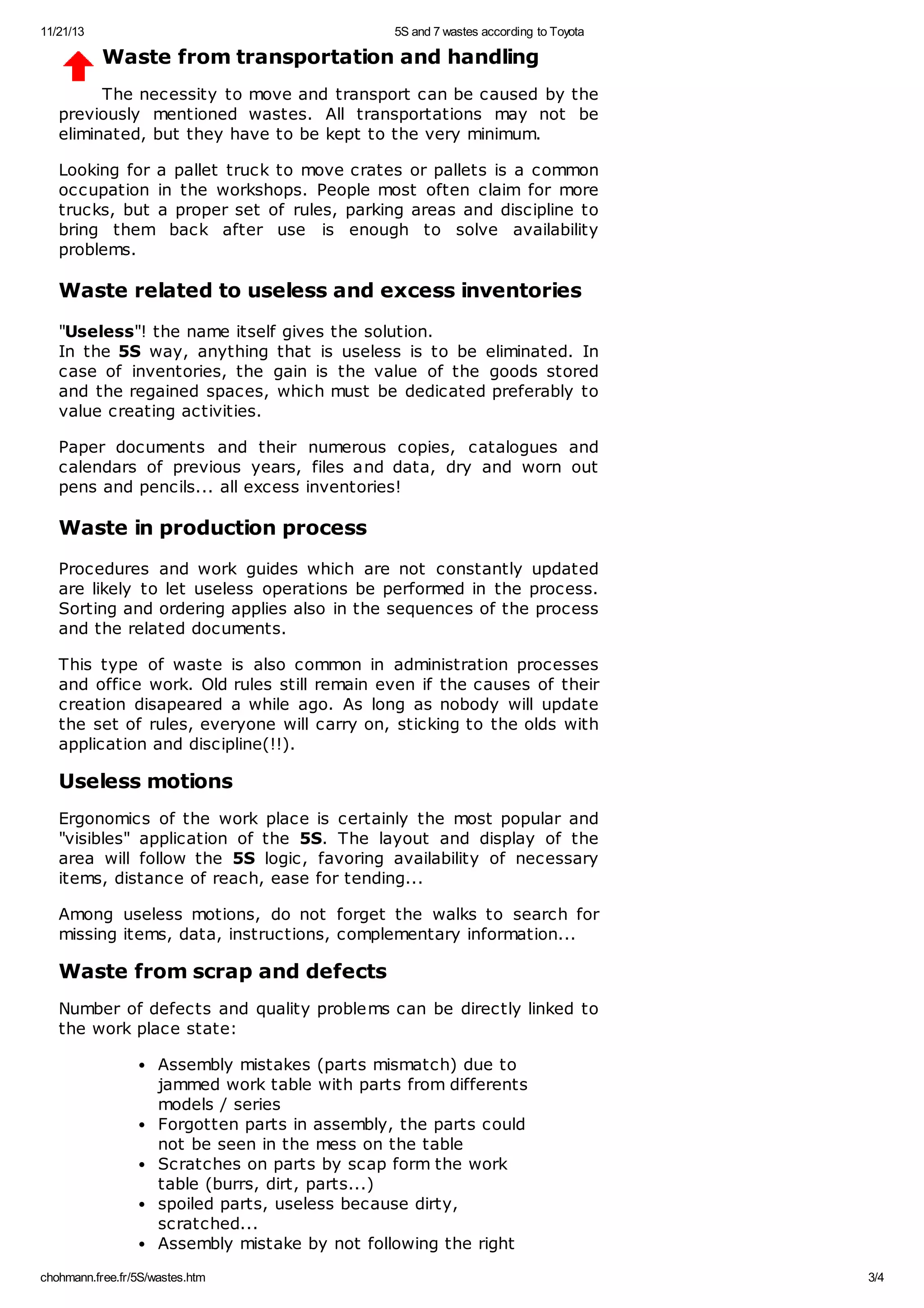 5 s and 7 wastes according to toyota | PDF