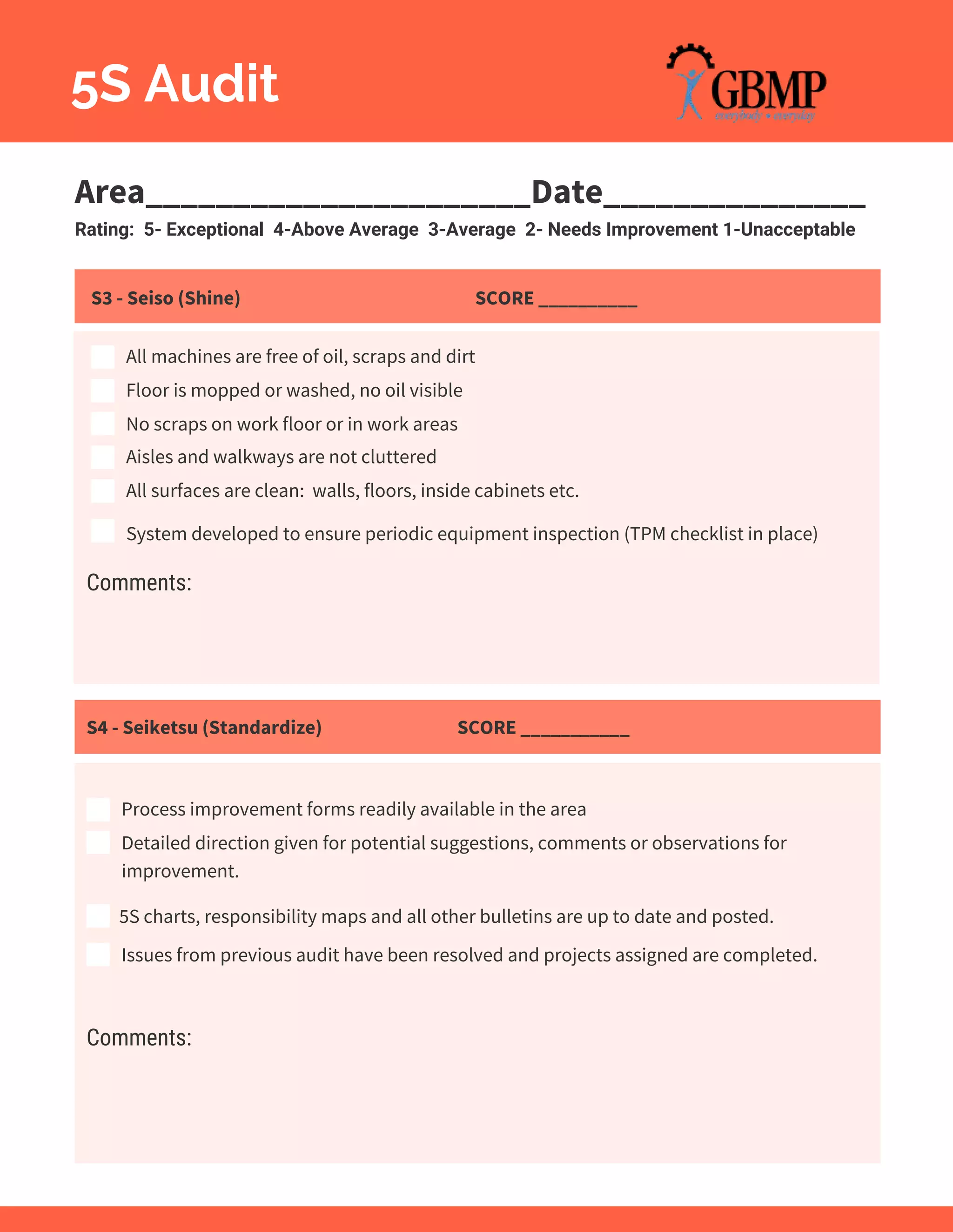 5S Audit Form from GBMP | PDF