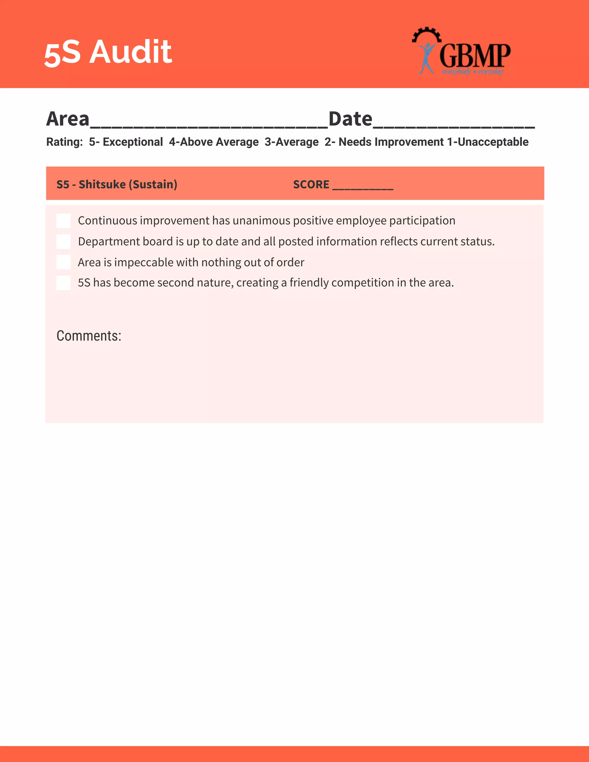 5S Audit Form from GBMP | PDF