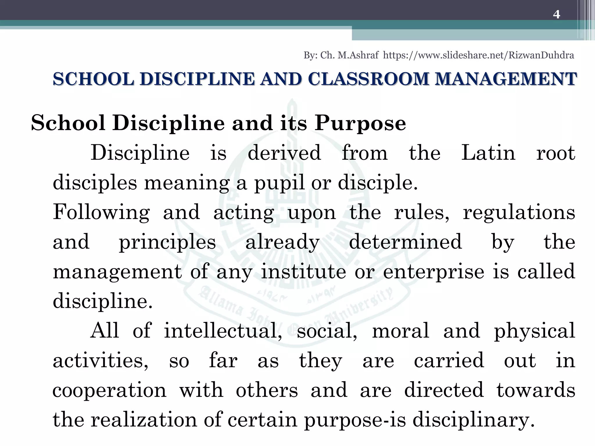 School Discipline and Classroom Management | PDF