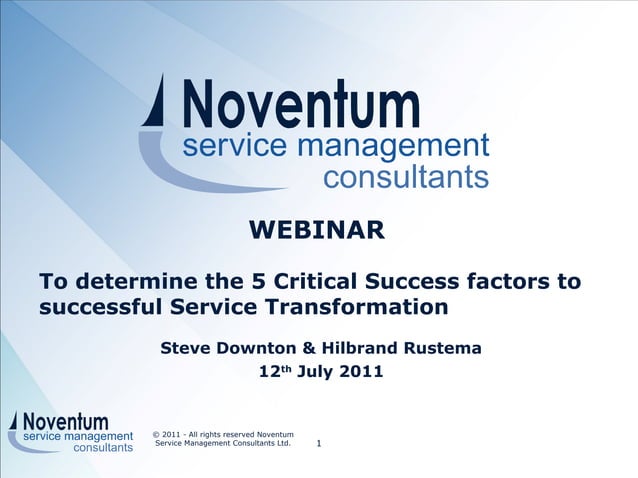 5 Critical Success factors to successful Service Transformation (12 ...