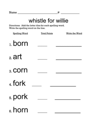5 scrabble spelling whistle for willie | DOC