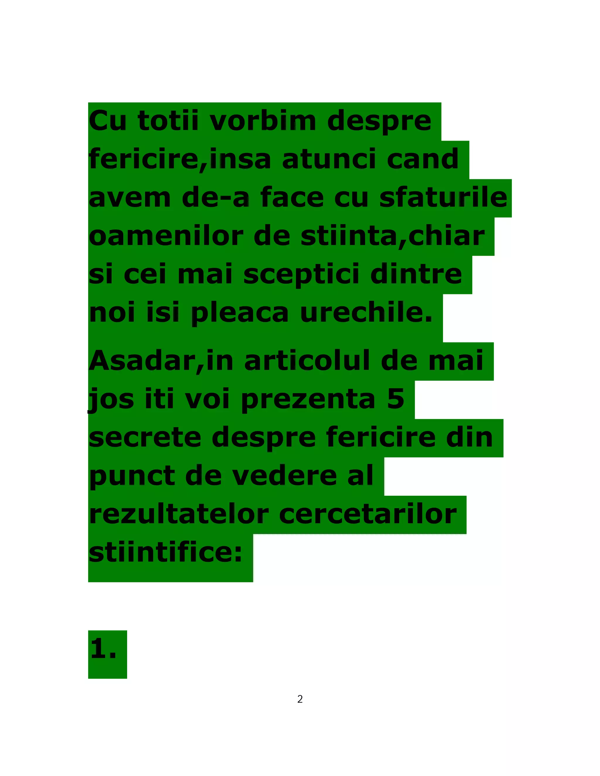 5 Secrete despre Fericire | PDF