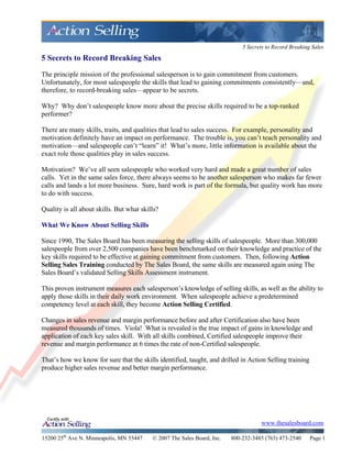 5 Secrets To Record Breaking Sales | PDF