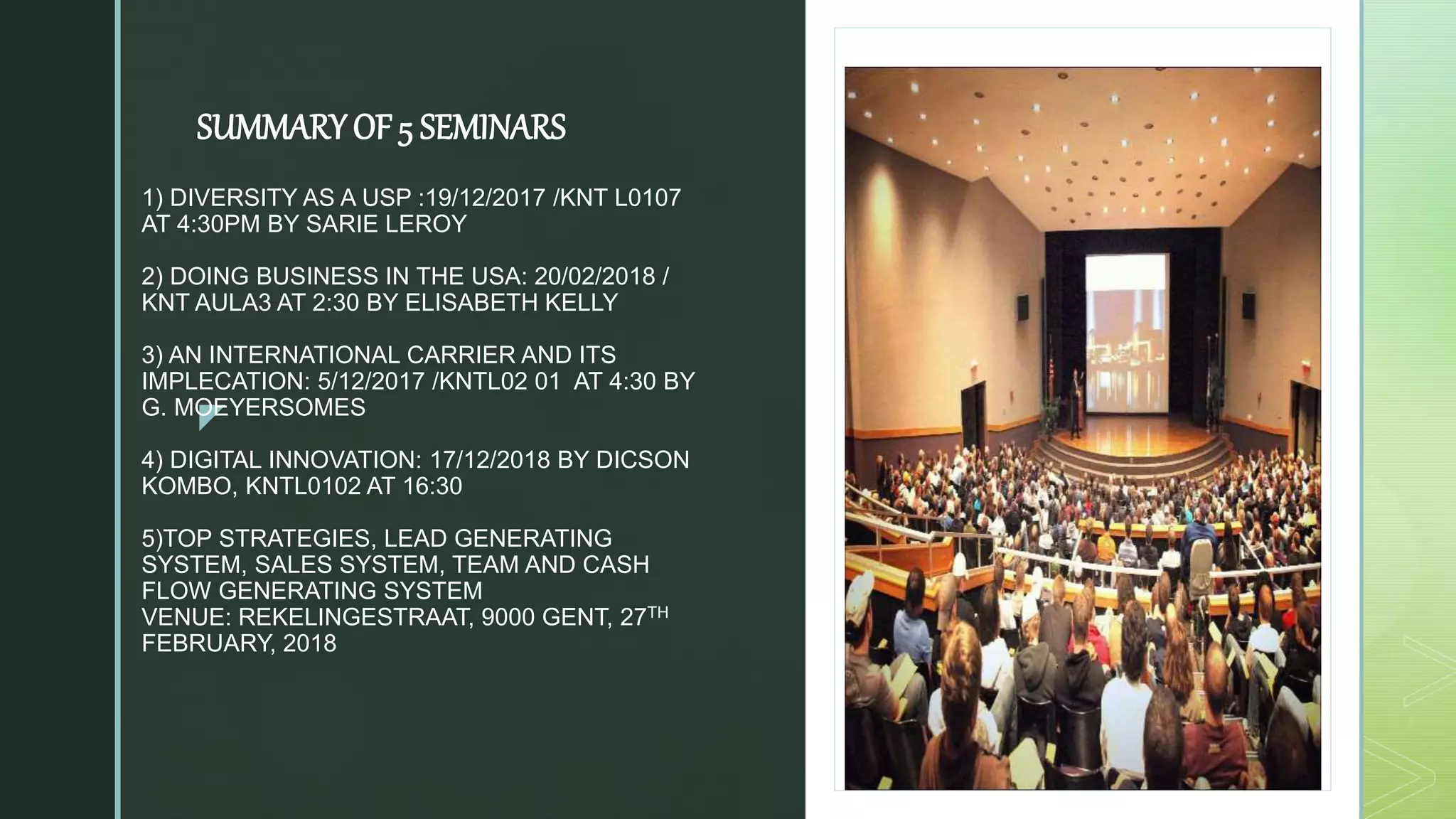 SUMMARY OF 5 SEMINARS | PPTX