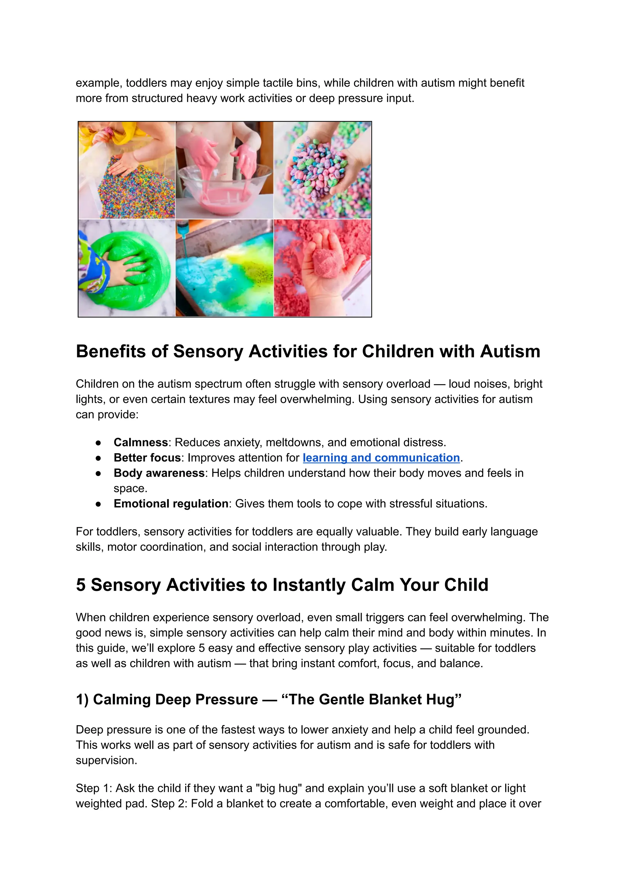 5 Sensory Activities to Instantly Calm Your Child's Sensory Overload ...