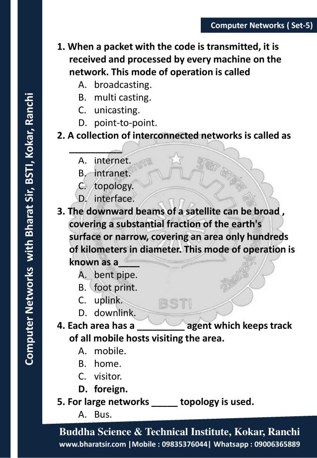 BSTI-BharatSir : Computer Network , Set-5 | PDF