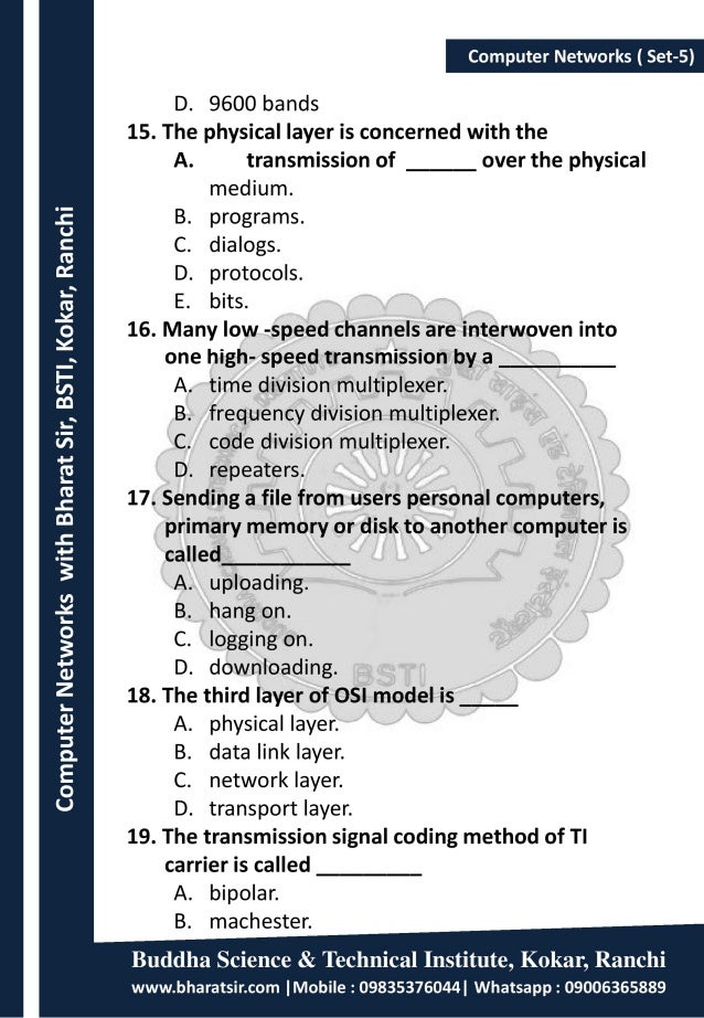BSTI-BharatSir : Computer Network , Set-5 | PDF