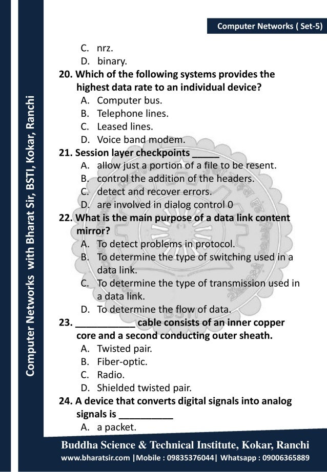 BSTI-BharatSir : Computer Network , Set-5 | PDF