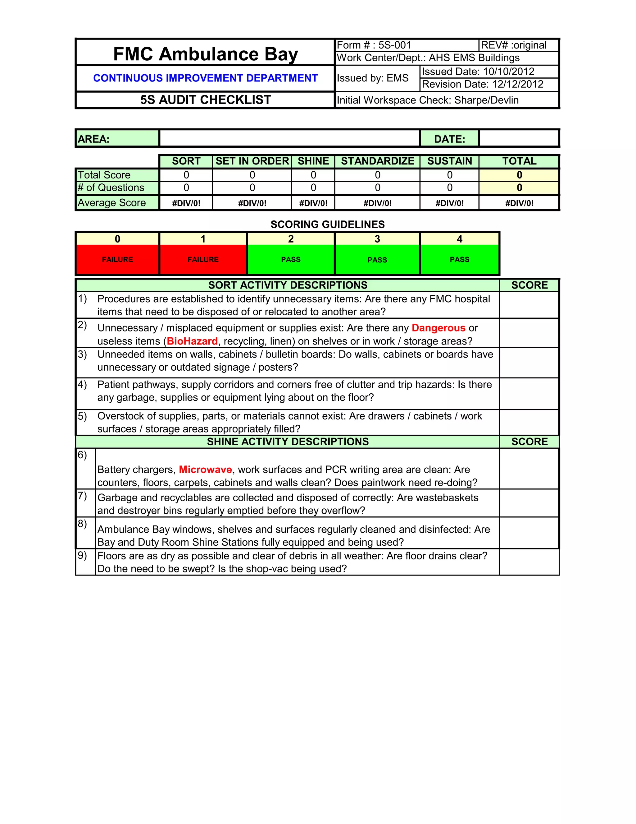 5S FMC Amb Bay checklist | PDF