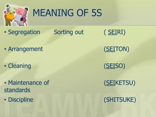 5 s for housekeeping and workplace management | PPTX