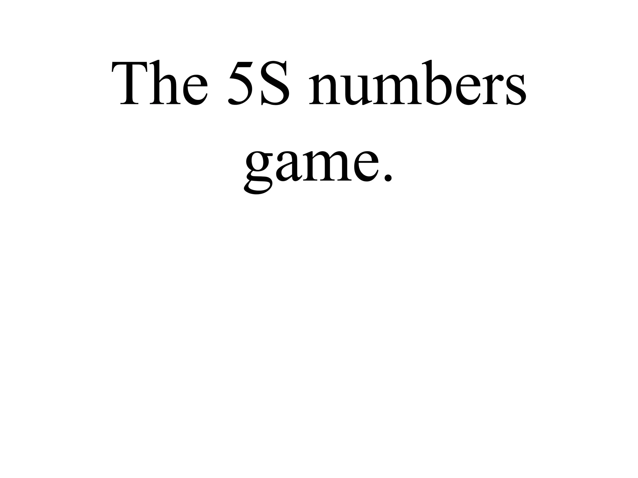 5S game (All ages) | PPT