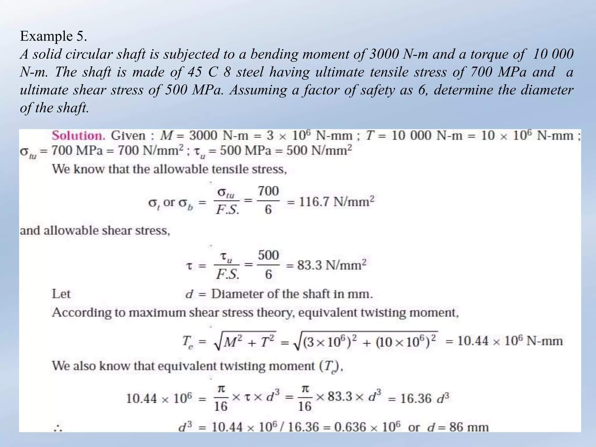 5 shaft shafts subjected to combined twisting moment and bending moment ...