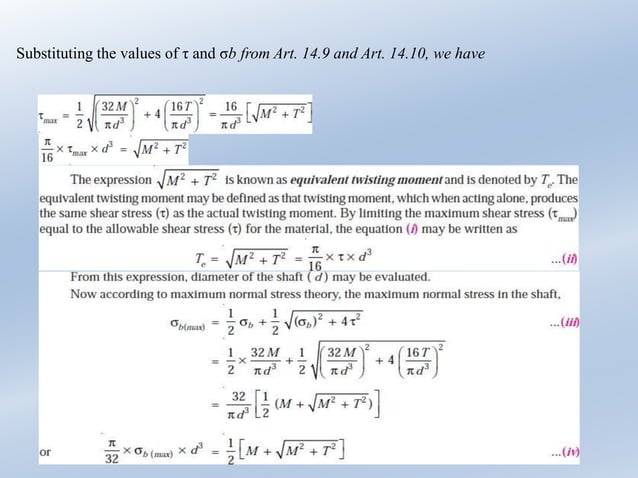5 shaft shafts subjected to combined twisting moment and bending moment ...