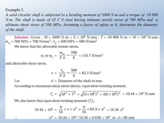 5 shaft shafts subjected to combined twisting moment and bending moment ...