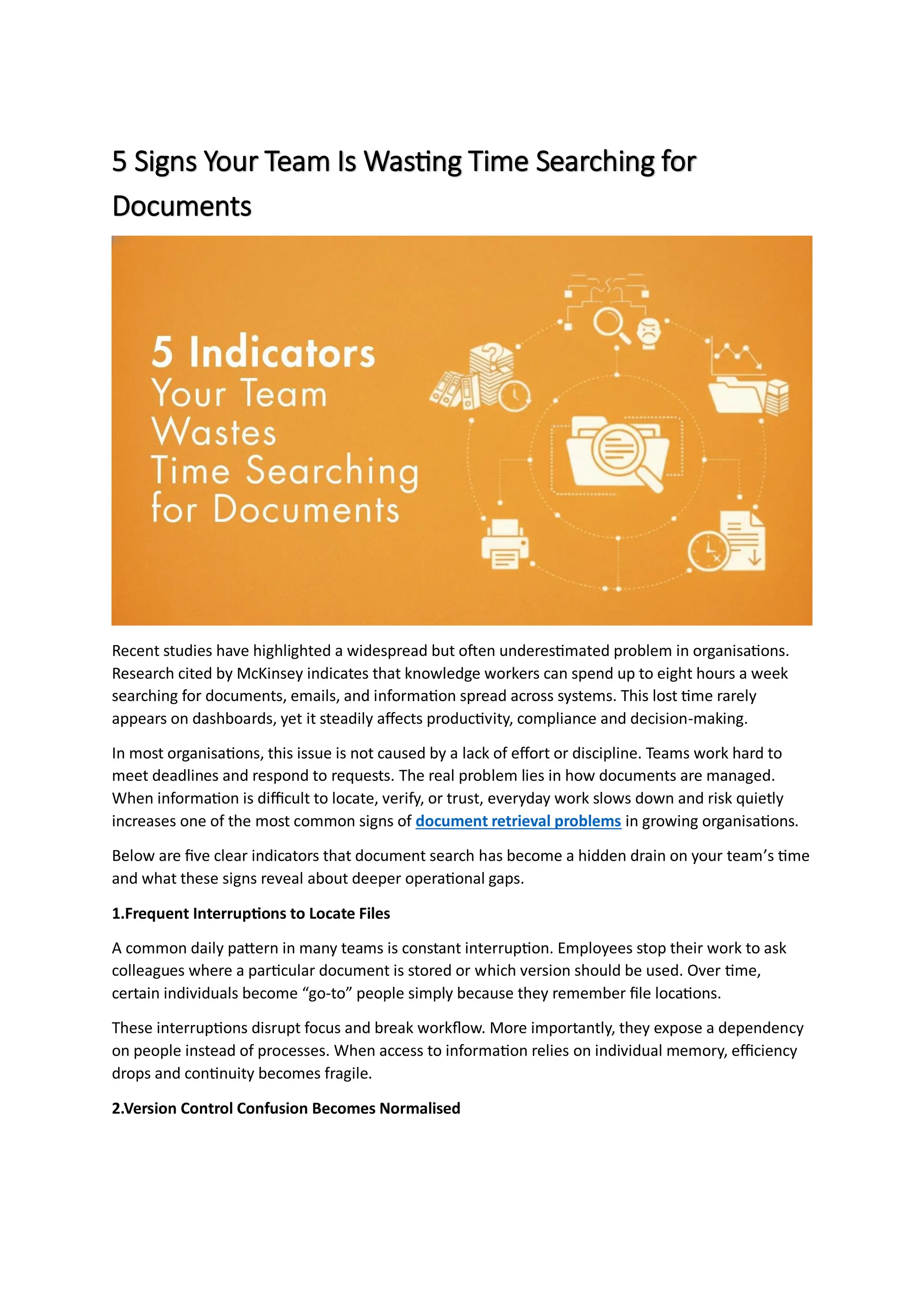 5 Signs Your Team Is Wasting Time Searching for Documents | PDF