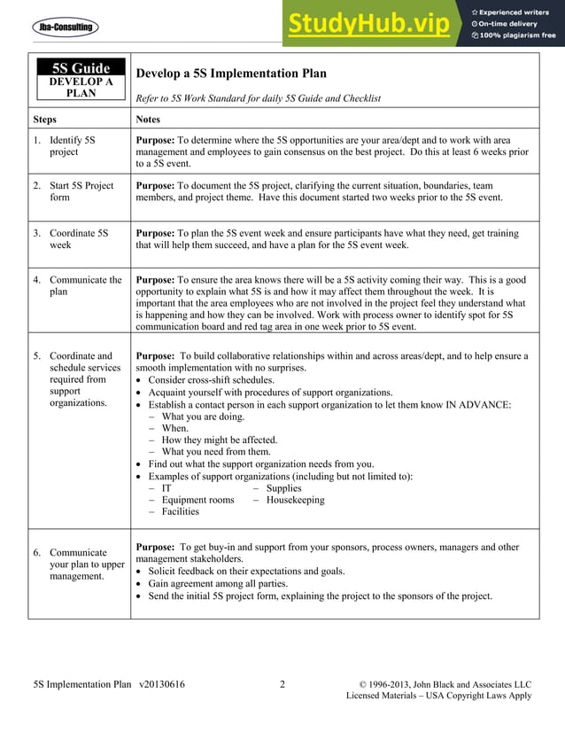 5S Implementation Plan.pdf | Scrapbooking | Arts and Crafts